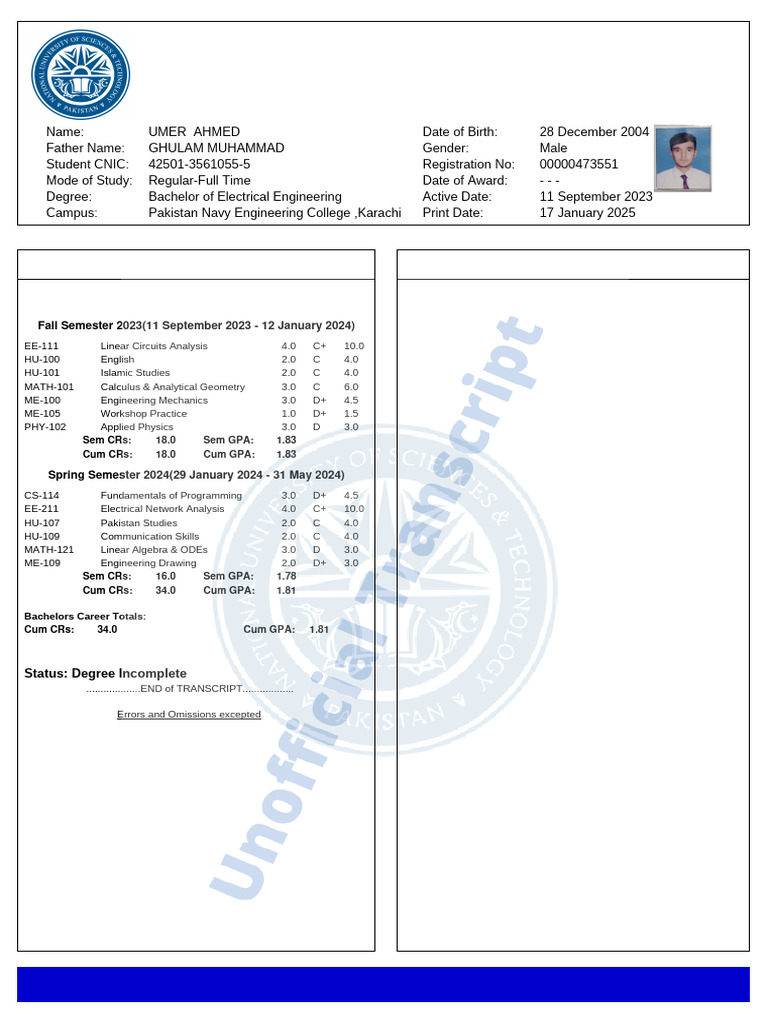 Odoocms Exam - Student Transcript Report2 | PDF | Mathematics