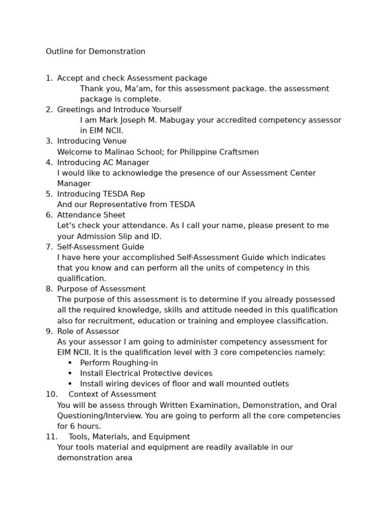 Outline For Demonstration | PDF