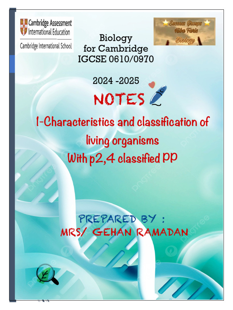 Ch 1 Characteristics And Classification Of Living Organisms With Pdf