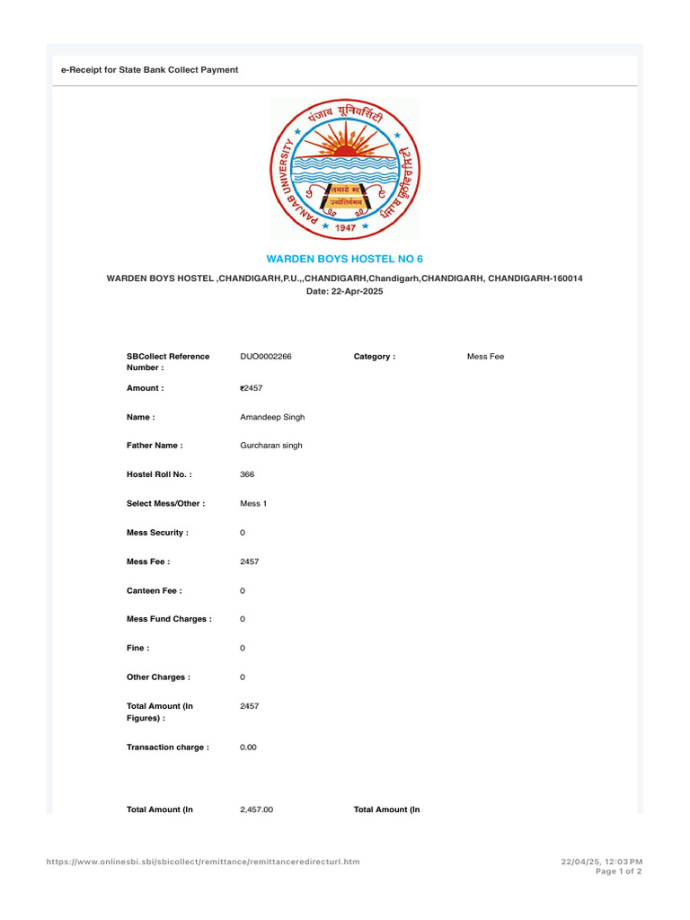 March Mess Fee Aman | PDF | Payments | Services (Economics)