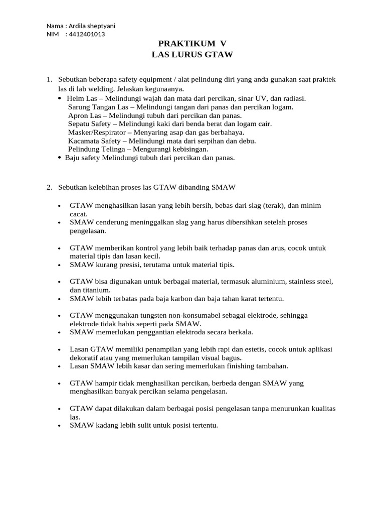 Las Lurus GTAW | PDF