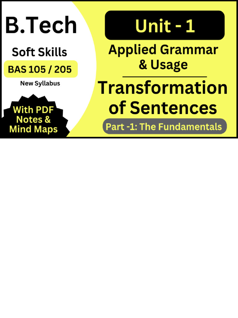 Transformation of Sentences Part 1 NOTES | PDF | Adverb | Adjective