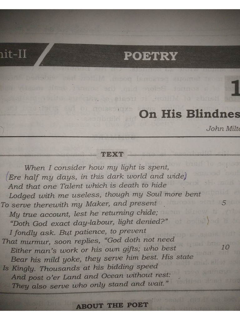 On His Blindness | PDF