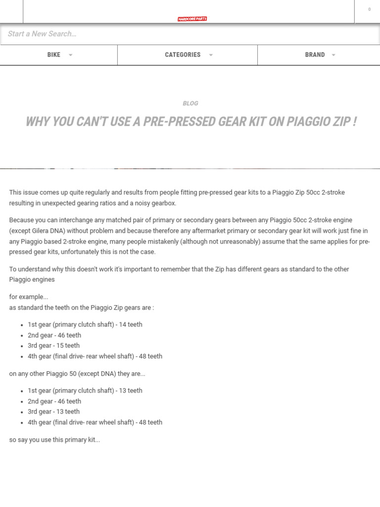 Piaggio Zip Gear Kit Compatibility Issues | PDF | Gear | Machines