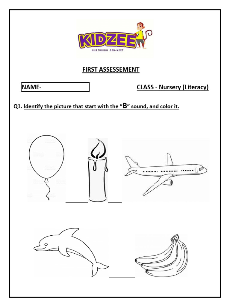 Kidzee Nursery FIRST ASSESSEMENT ENGLISH | PDF
