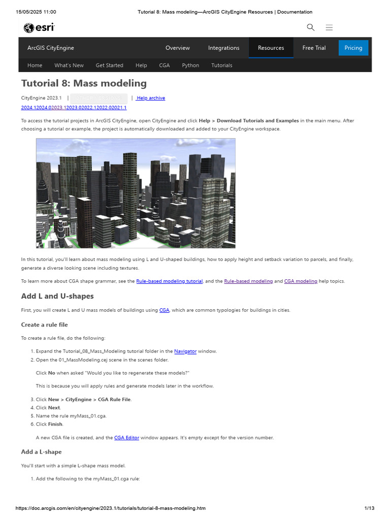 Tutorial 8 - Mass modeling-ArcGIS CityEngine Resources - Documentation ...