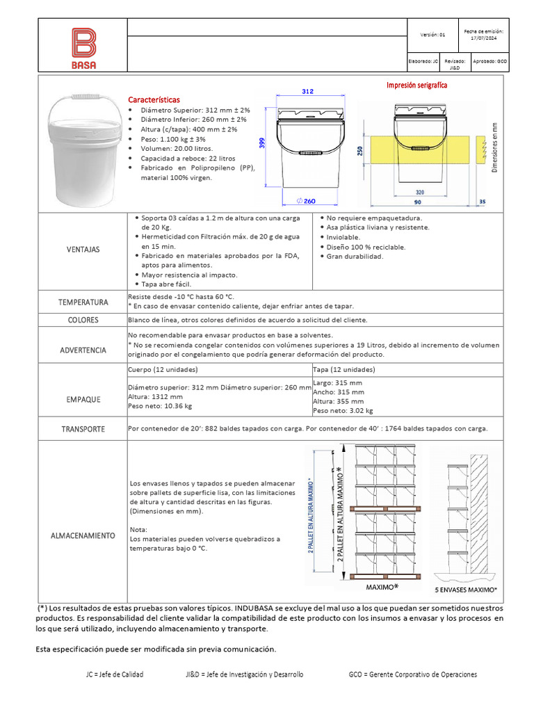 Balde Industrial 20 L (PP) #2 | PDF