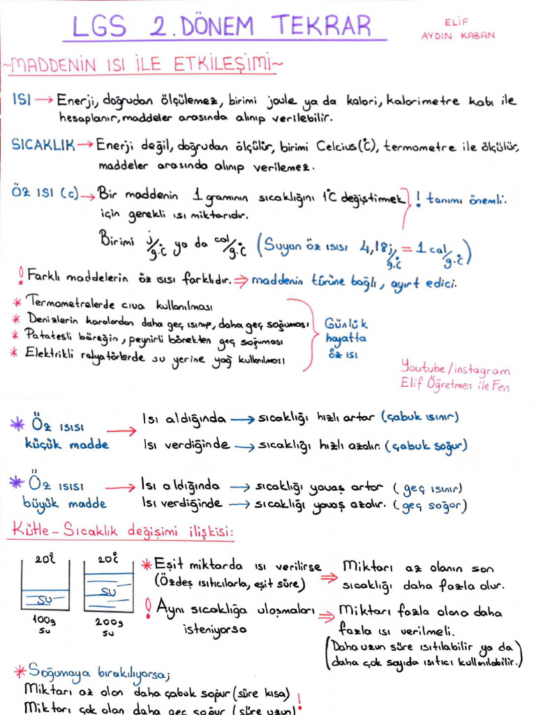 8.Sinif Fen Bilimleri 2. Donem Ders Notlari (1) | PDF