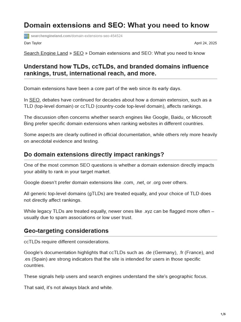 Domain Extensions and SEO What You Need To Know | PDF | Search Engine ...