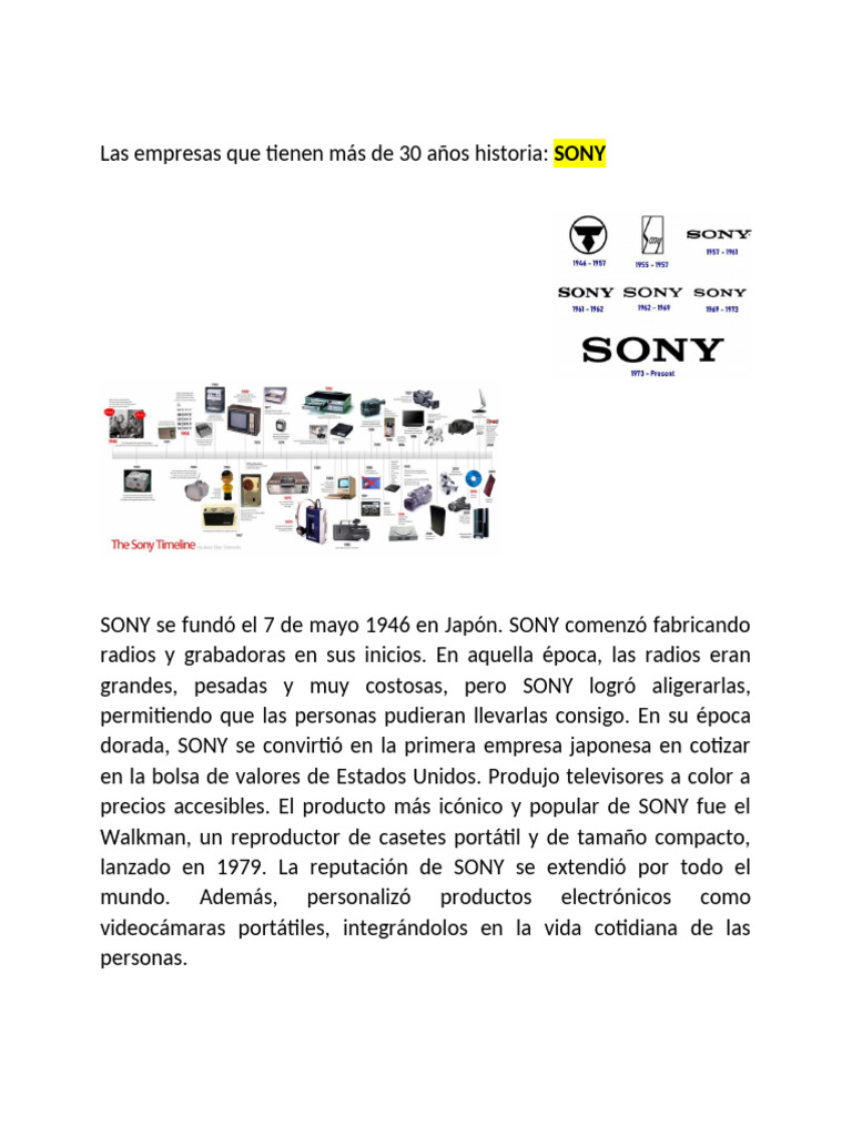 Historia y origen de Sony | PDF