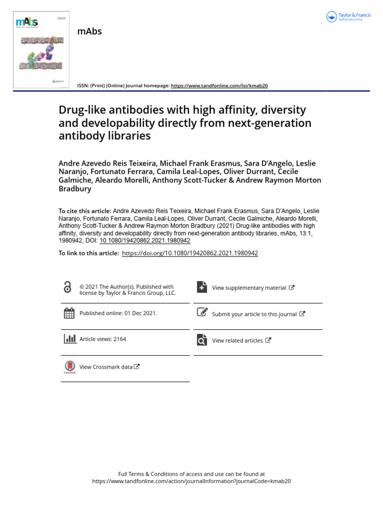 2021mAbs_Drug-Like Antibodies With High Affinity, Diversity and ...