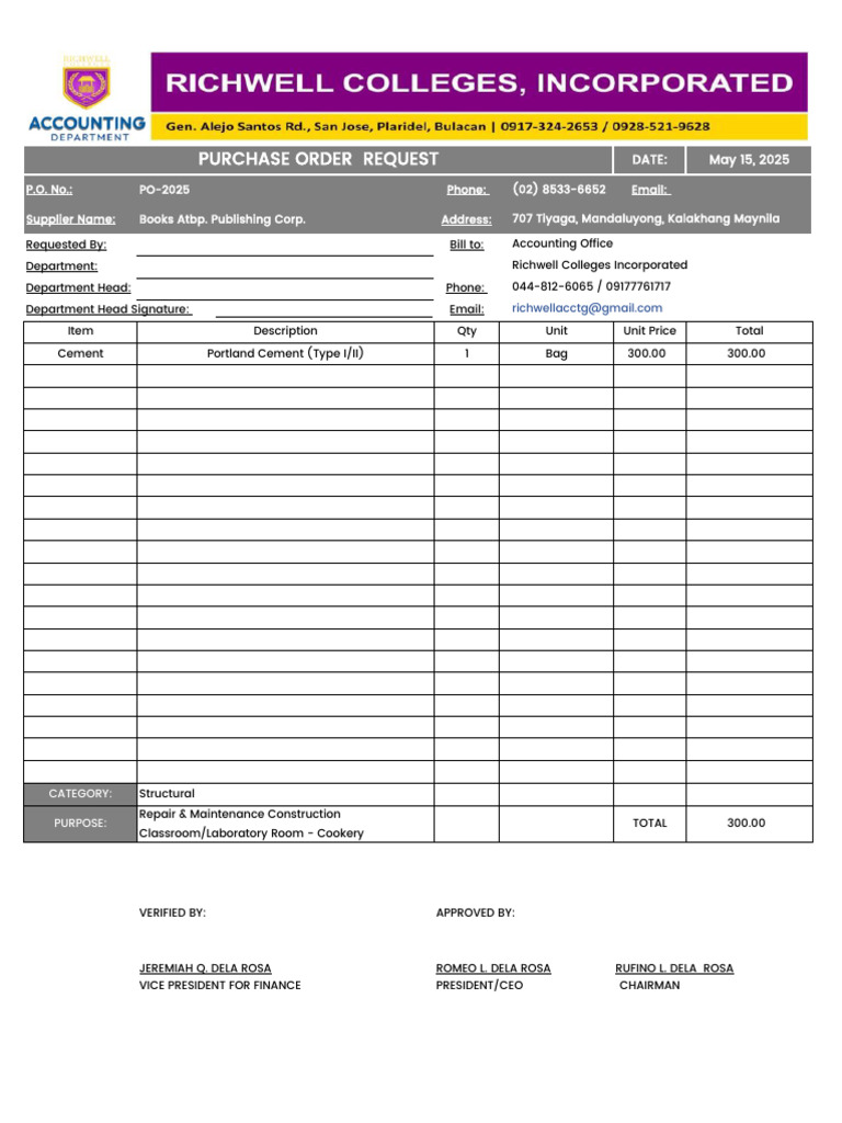 Purchase Order - Revised 2025 | PDF