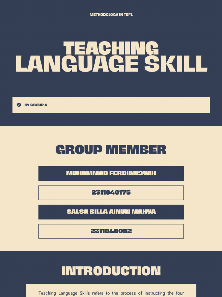 Group 4 Teaching Language Skill - Methodology in TEFL | PDF