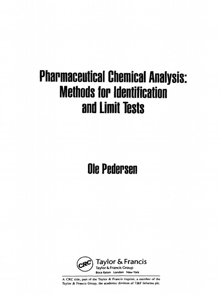 Pharmaceutical Chemical Analysis Methods | PDF | Metallic Elements ...