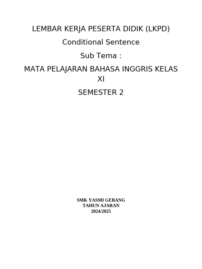LKPD Conditional Sentence | PDF