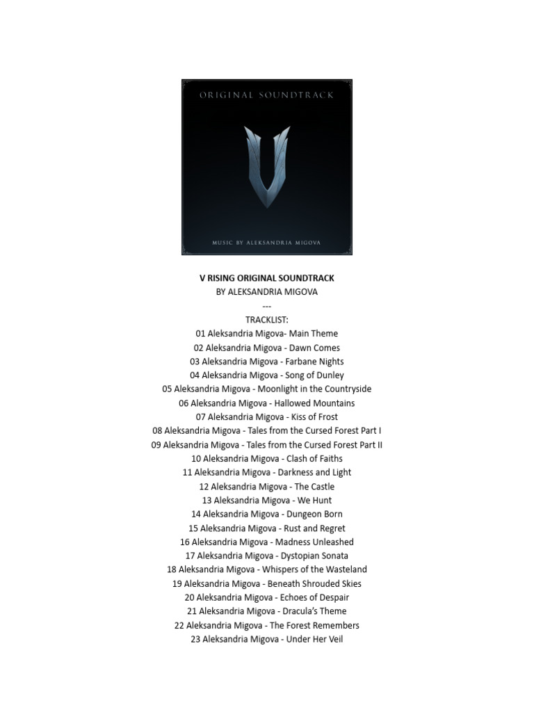 V Rising Original Soundtrack - Information and Contacts | PDF