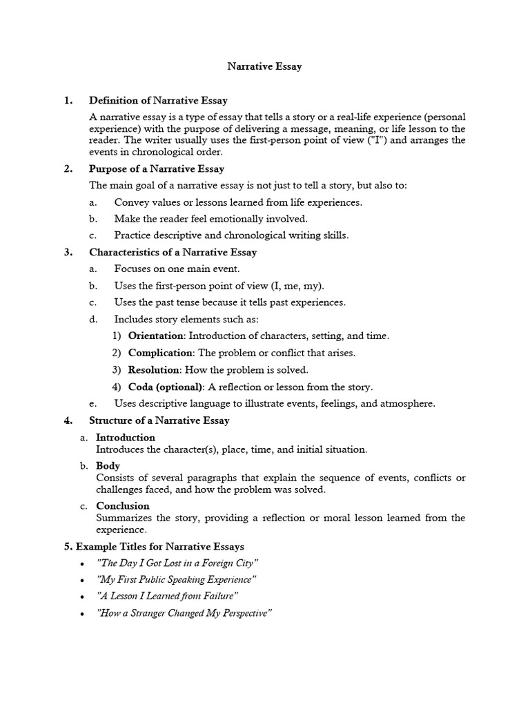 Essay Writing Assignment - Narrative Essay - 4h | PDF | Narrative | Essays