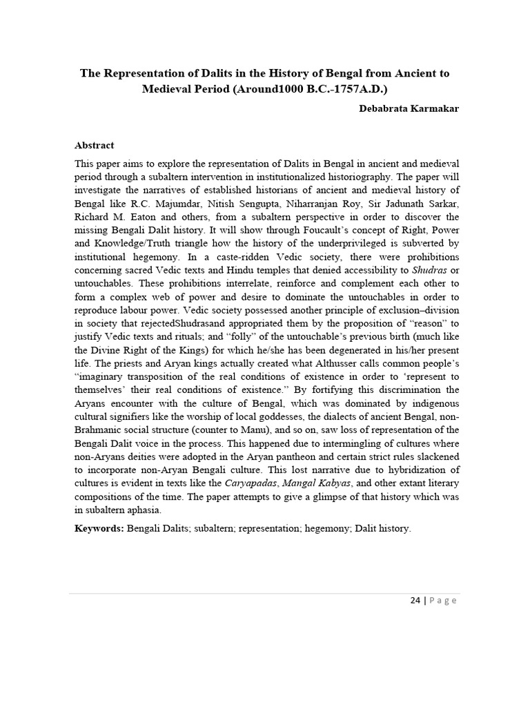 Representation of Dalits in The History of Bengal | PDF | Tantra