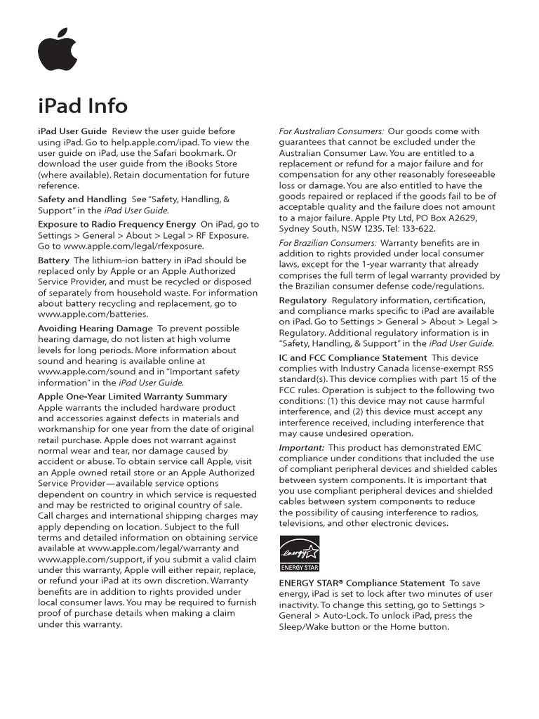 Ma1904 - Ipad Air Info | PDF | Apple Inc. | I Pad