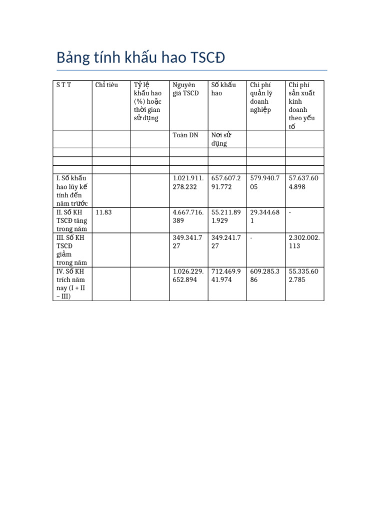 Bang Khau Hao TSCĐ | PDF