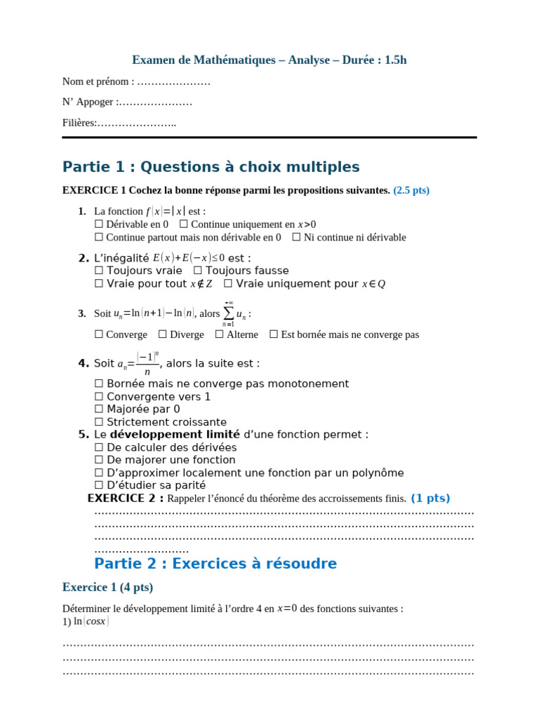 Examen Semestre 1 | PDF