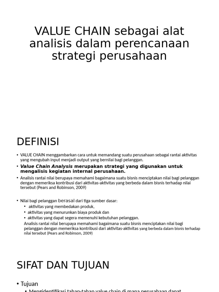 VALUE CHAIN Sebagai Alat Analisis Dalam Perencanaan Strategi | PDF