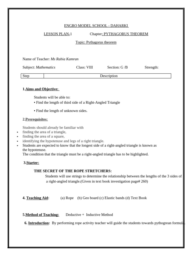 Unit Plan - 1. PYTHAGORAS THEOREM VIII | PDF | Euclidean Plane Geometry ...