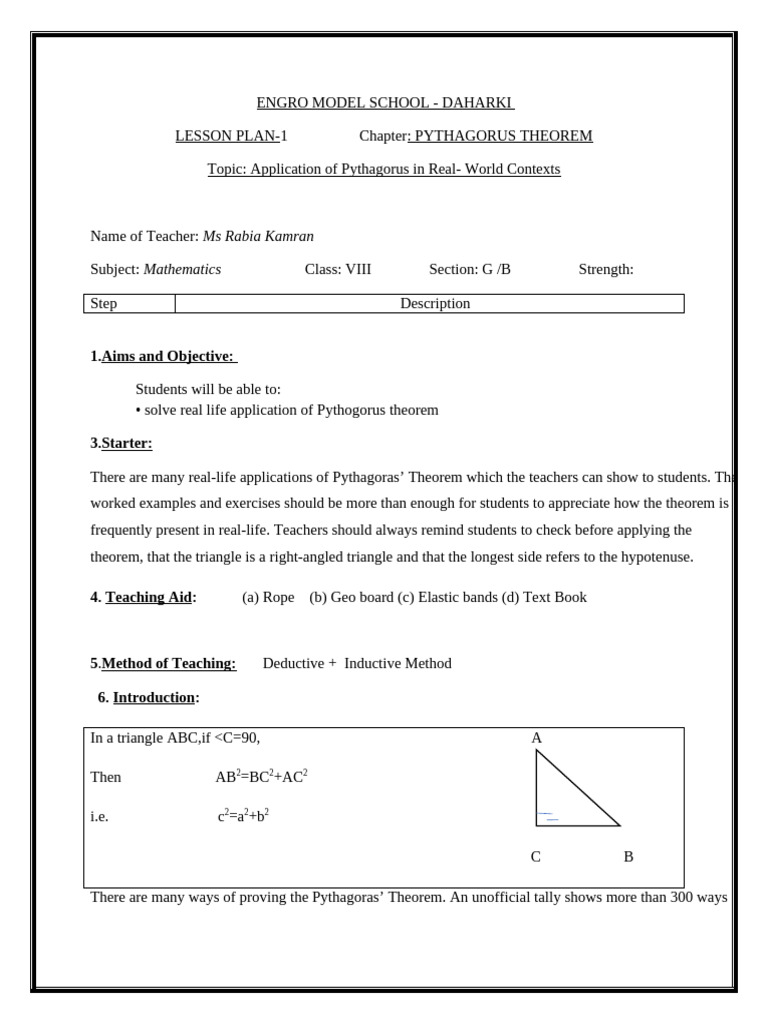 Unit plan - 2. PYTHAGORAS THEOREM VIII | PDF | Mathematics