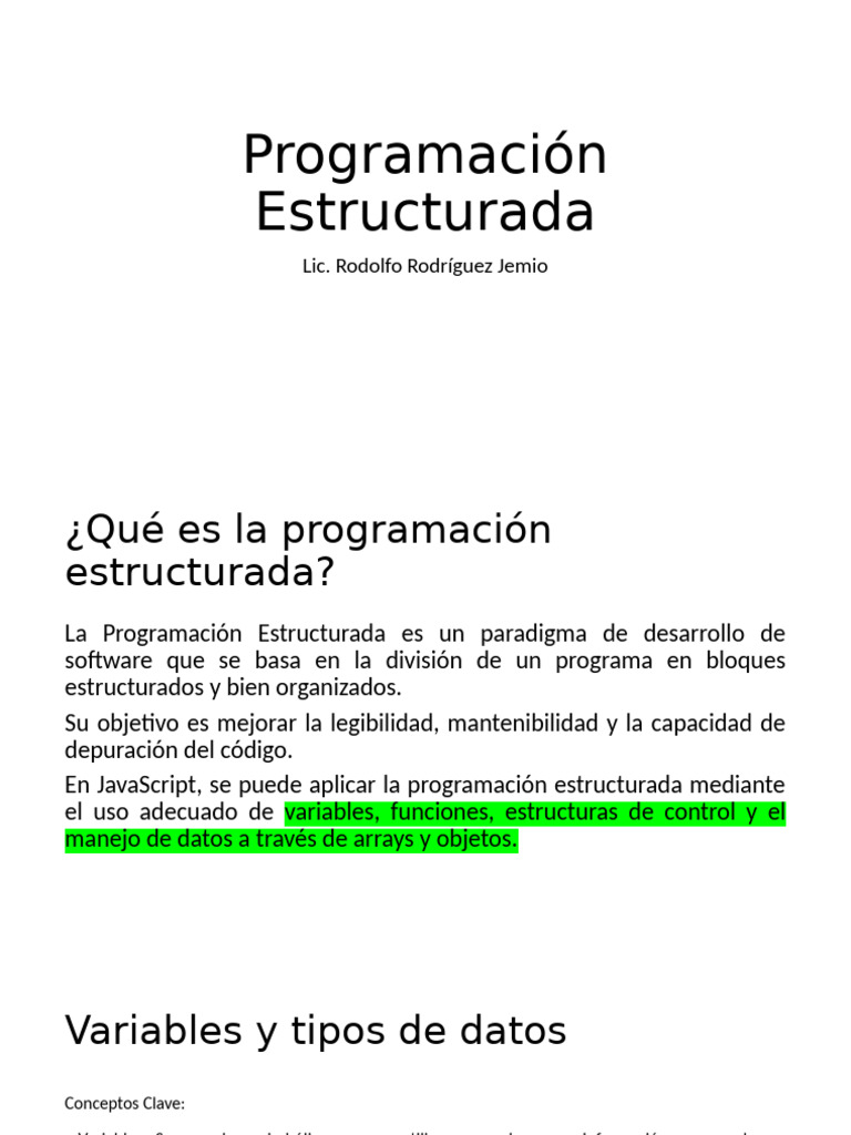 02 Programación Estructurada | PDF | Variable (informática) | Tipo de datos