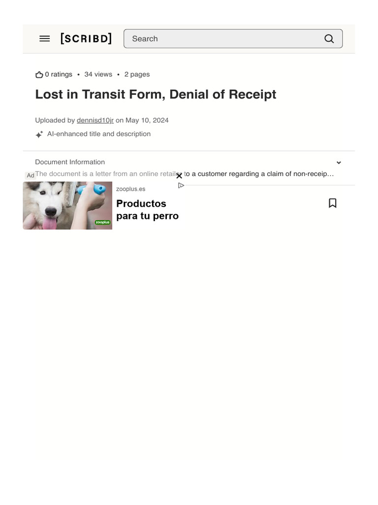 Evri Denial of Receipt Letter | PDF | Scribd