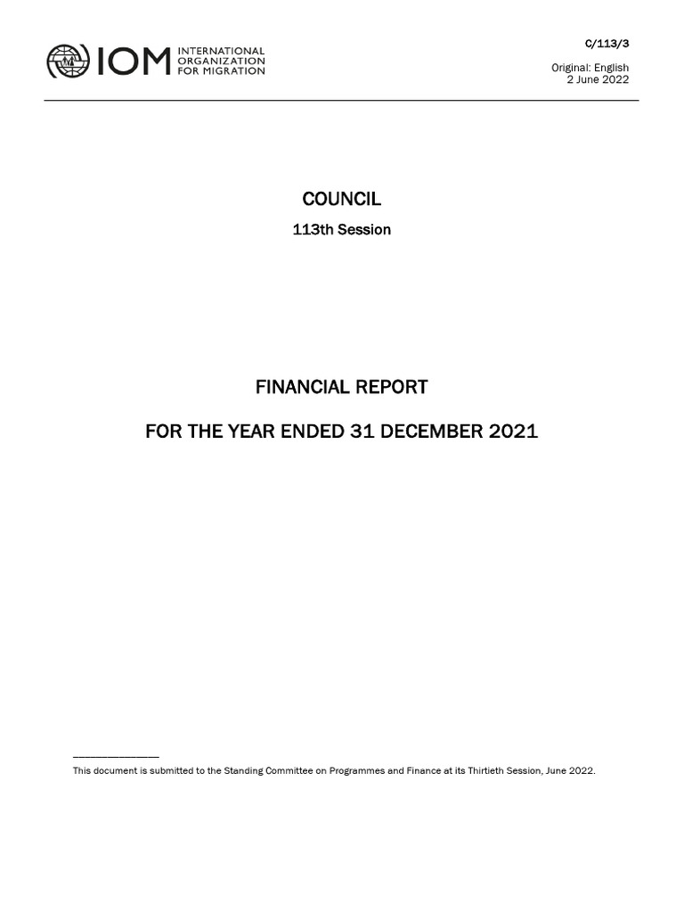 c-113-3-financial-report-2021 | PDF | Audit | Human Migration