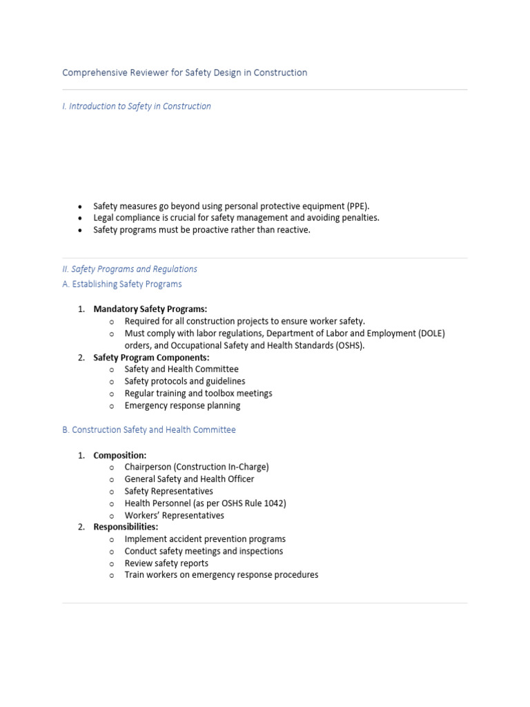 Comprehensive Reviewer Cosh | PDF | Occupational Safety And Health | Safety