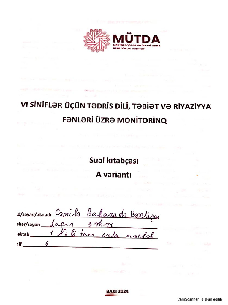 19.05.2024 Monitorinq 6 Sinif A Variantı | PDF