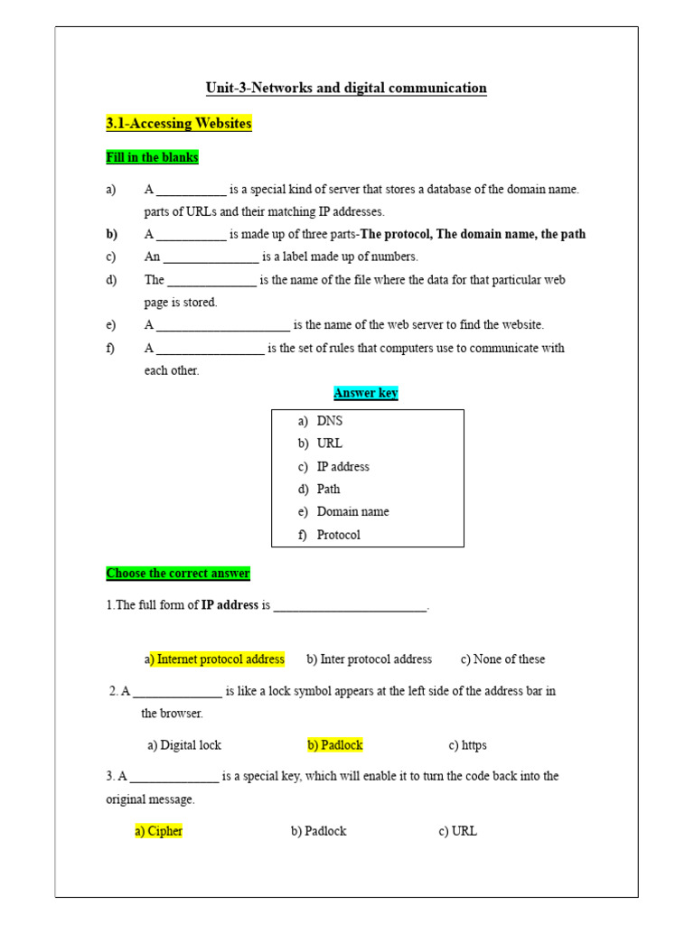 G-6 - ICT - Final Revision Notes 1 | PDF | Computer Network | World ...