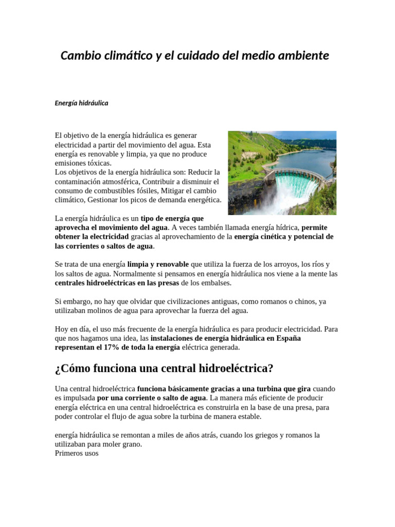 Cambio Climático y El Cuidado Del Medio Ambiente | PDF ...