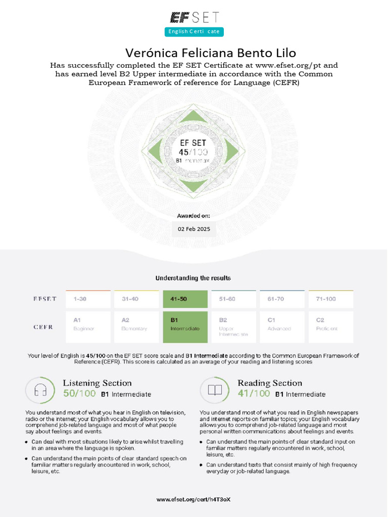 EF SET Certificate-1 | PDF