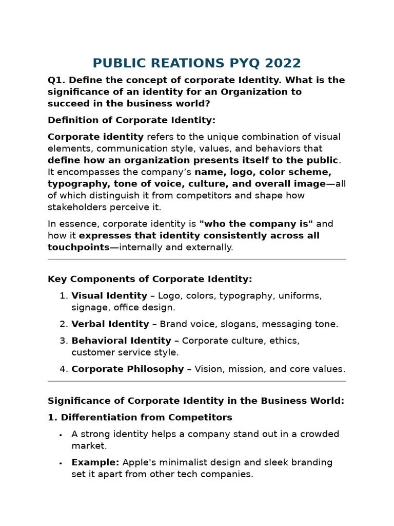Public Reations Pyq 2022 | PDF | Public Relations | Brand