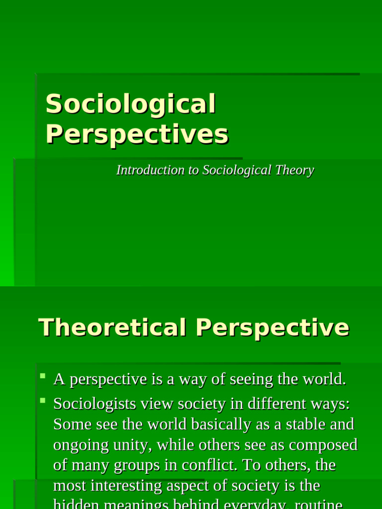 Theoretical Perspectives | PDF | Sociology | Sociological Theories