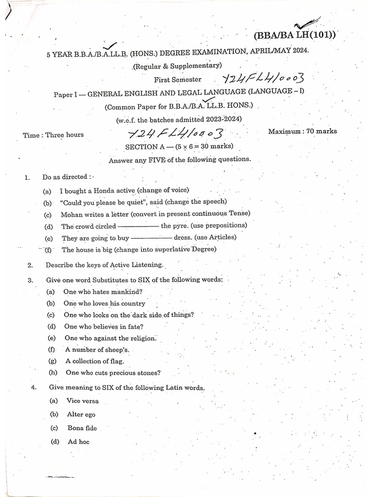 Last Year Sem Model Paper | PDF