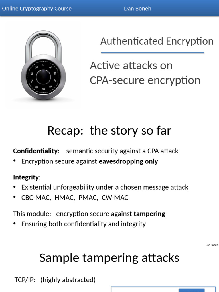 CH 3 - Authenticated Encryption | PDF | Encryption | Cryptography