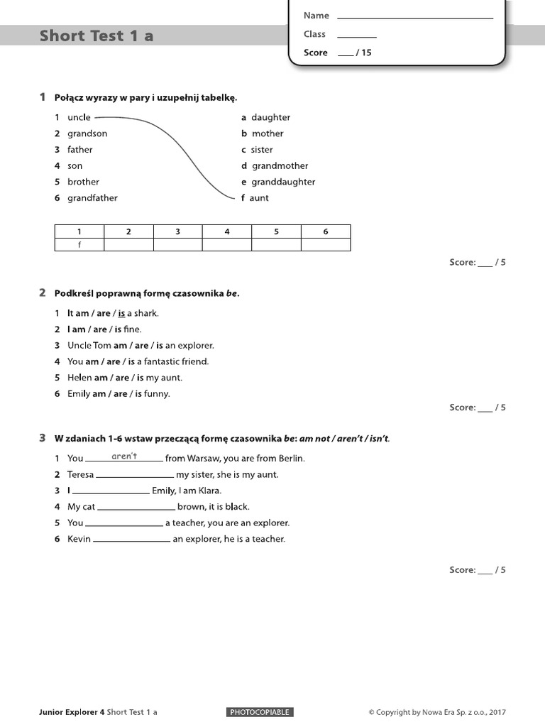 Junior Explorer 4 Unit 1 | PDF