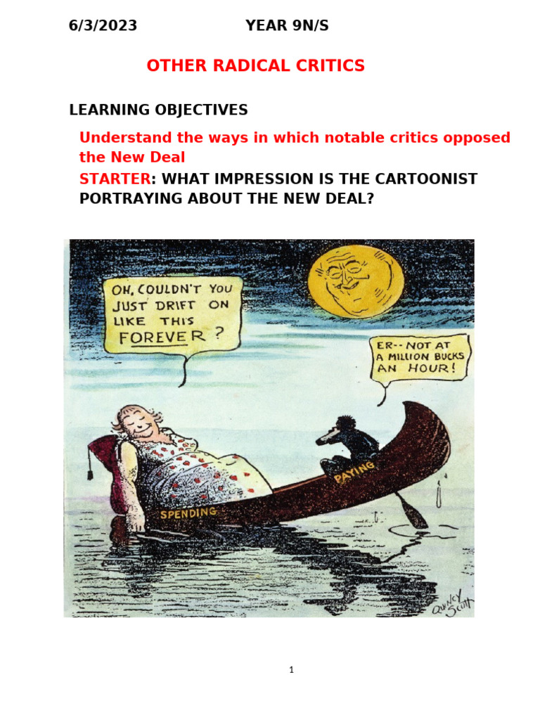 Critics of the New Deal: Key Figures | PDF | New Deal | Politics Of The ...