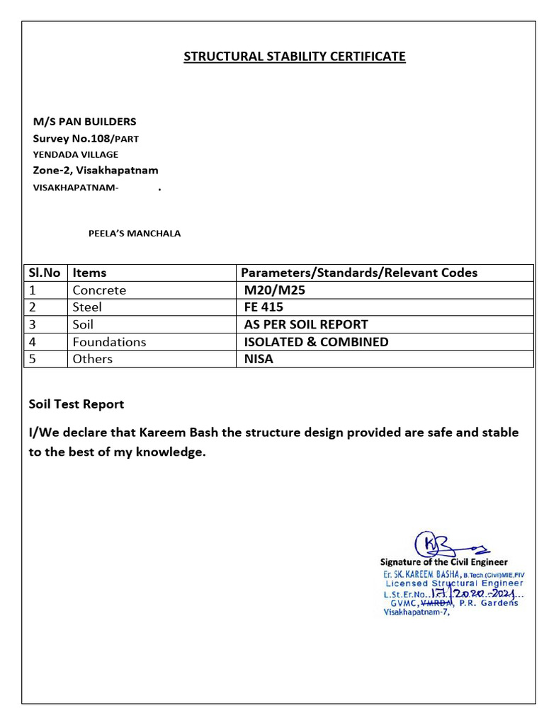 Structral Stability Certificate | PDF