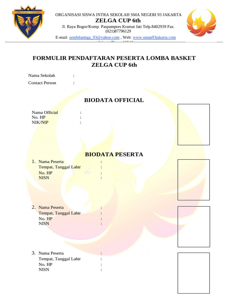 FORMULIR PENDAFTARAN PESERTA LOMBA BASKET | PDF