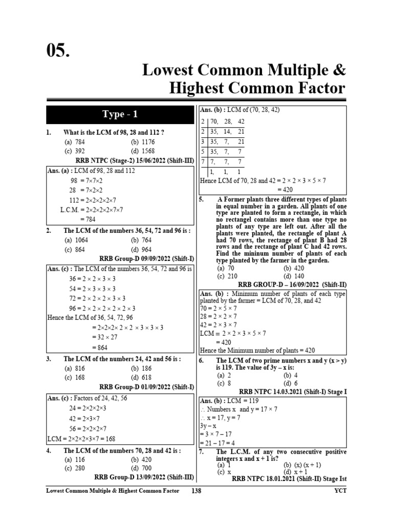 6.LCM & HCF | PDF | Discrete Mathematics | Elementary Mathematics