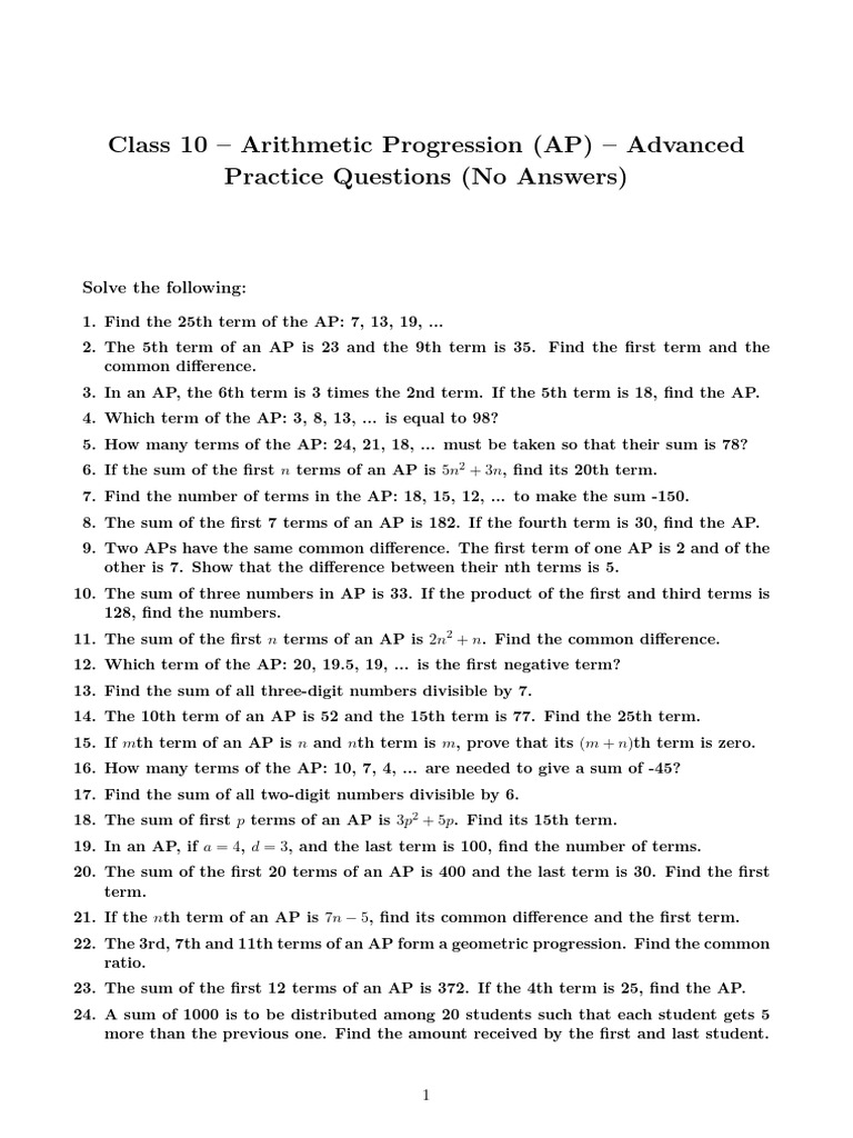 AIRTHMETIC_PROGRESSIONS_ | PDF