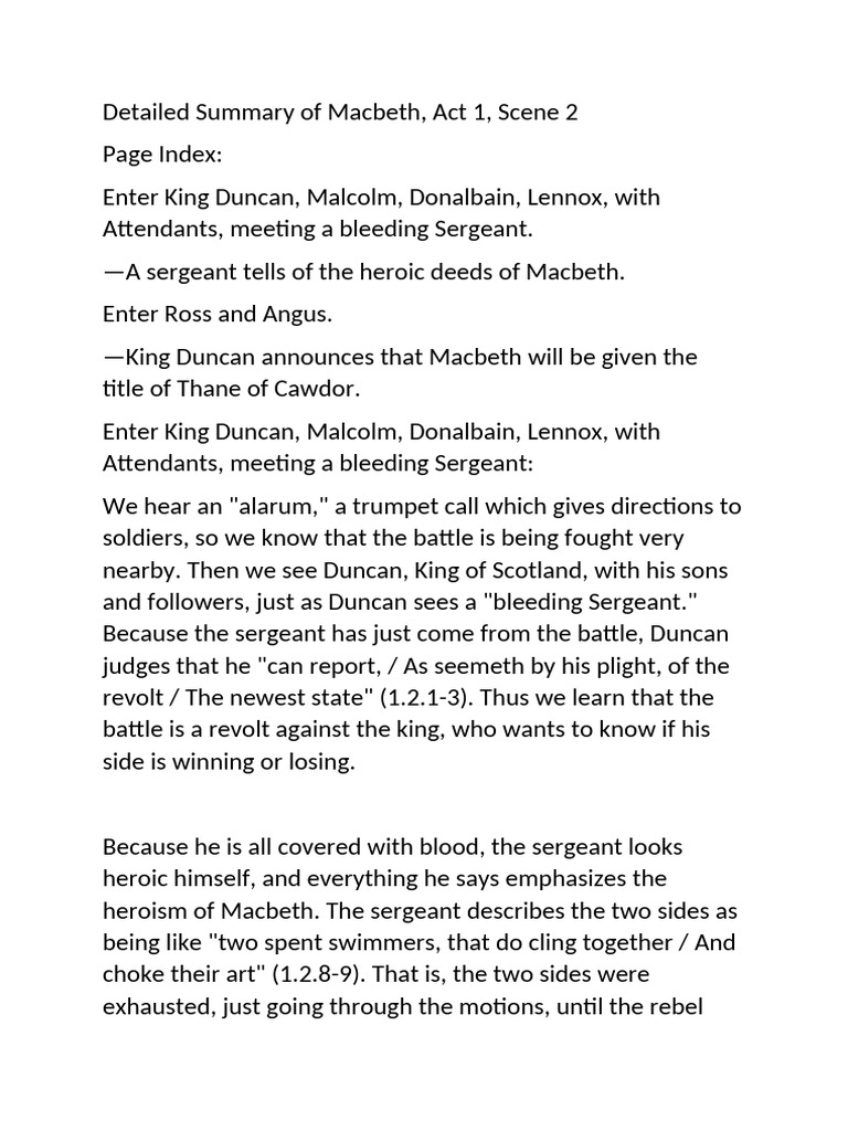 Macbeth. Act 1 Scene 2 Detailed Summary | PDF | Macbeth | Shakespearean ...
