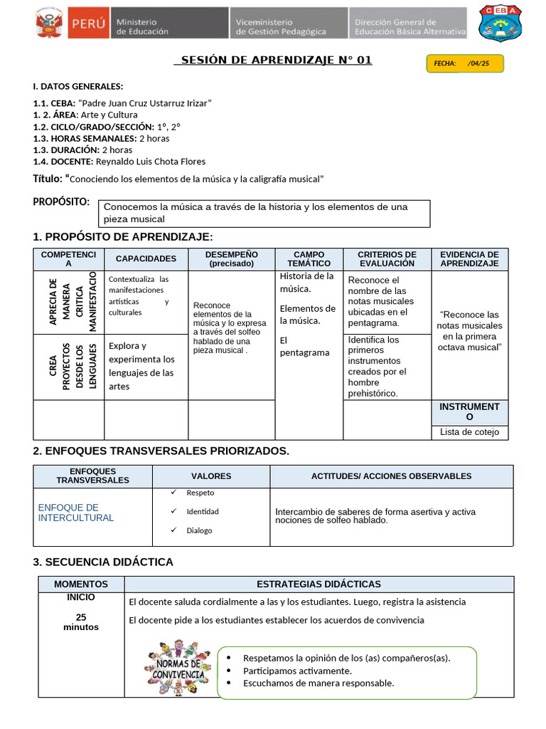 Elementos Musicales y Caligrafía | PDF | Evaluación | Aprendizaje