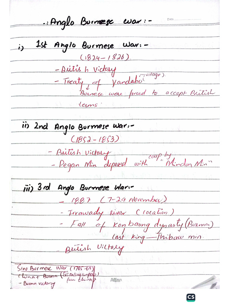 Anglo Burmese War | PDF