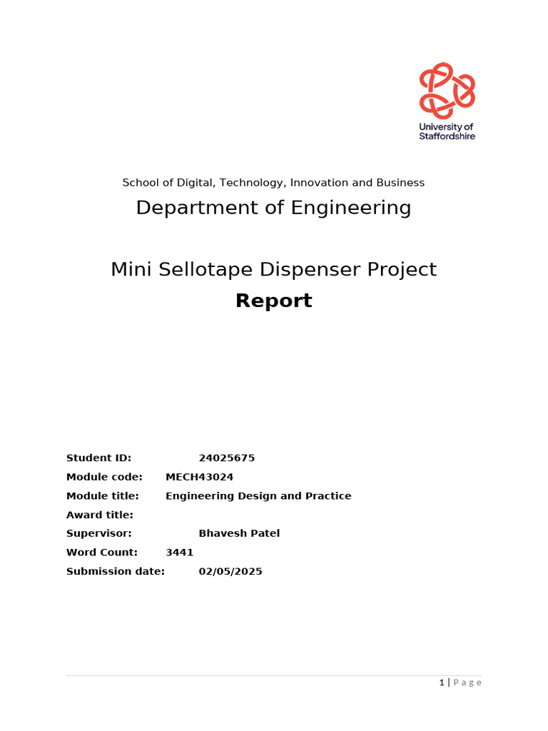 Sellotape Dispenser Report | PDF | Numerical Control | Machining